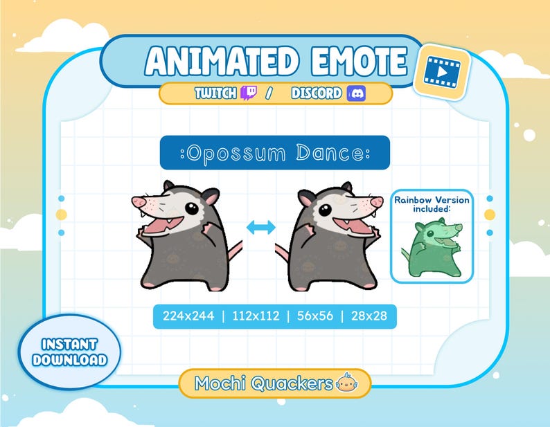 Animated Emote - Opossum Dance Party | Rave Possum Emoji for Twitch ...