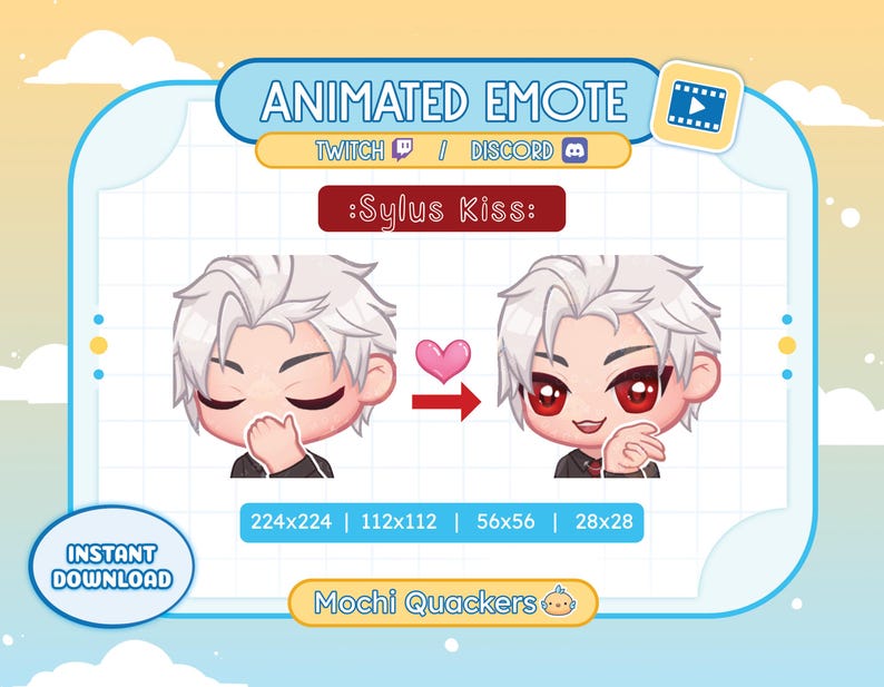 ANIMATED EMOTE Sylus Kiss Emote for Twitch & Discord, Includes 4 .gif ...