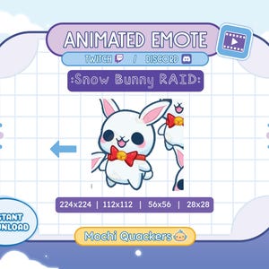 Holiday ANIMATED EMOTE | Snow Bunny RAID Emote for Twitch & Discord, 4 ...