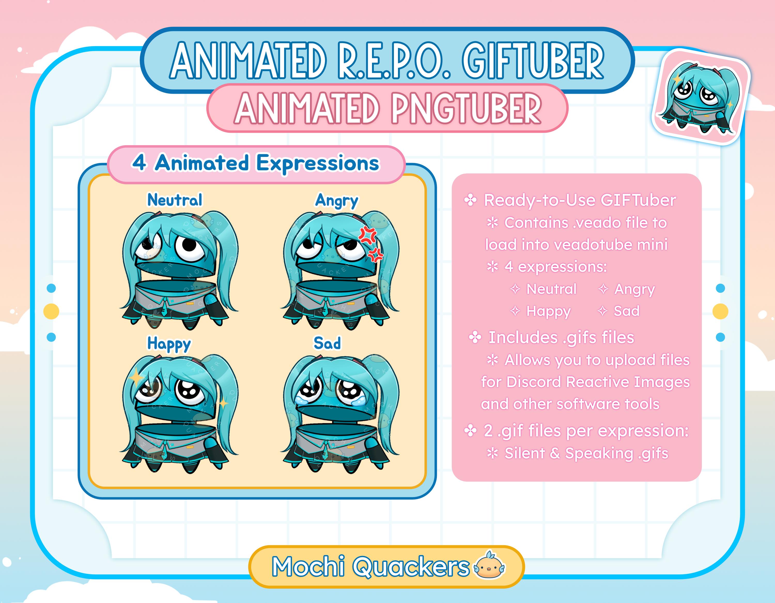 Animated Pngtuber | Hatsune Miku R.E.P.O. Game, 4 Expressions ...