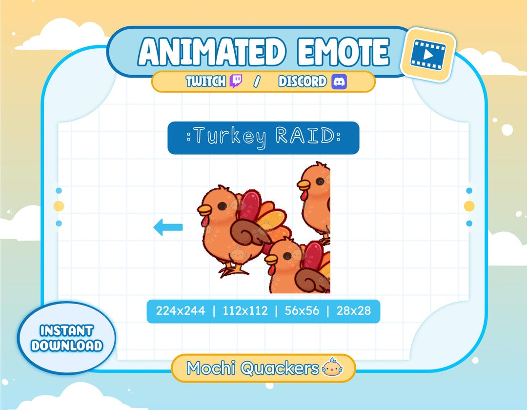 ANIMATED Emote | Thanksgiving Turkey Emote - Raid | Twitch Alert ...
