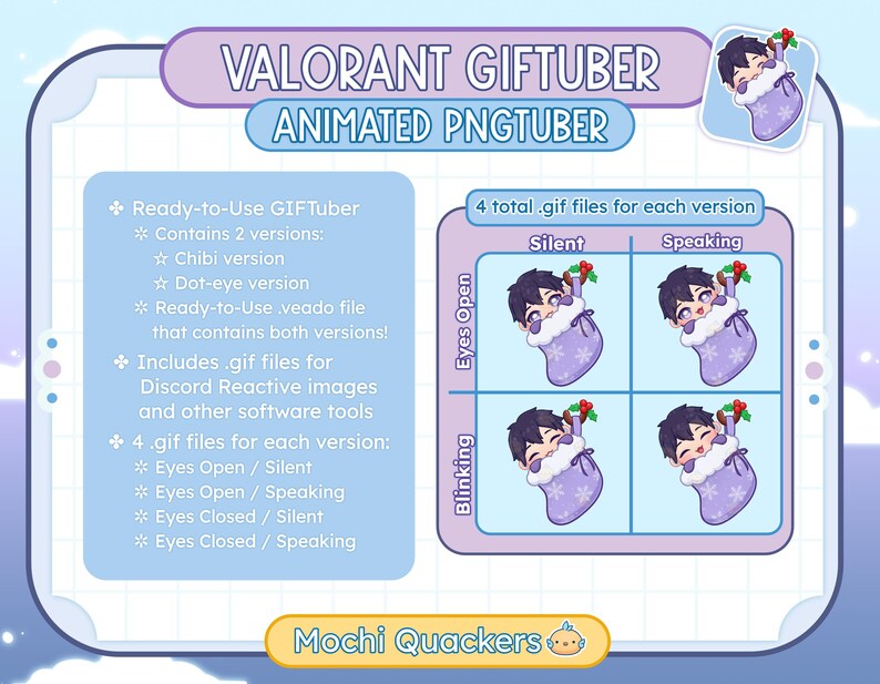 ANIMATED PNGTUBER | Christmas Valorant Iso Giftuber | Twitch PNG Model ...