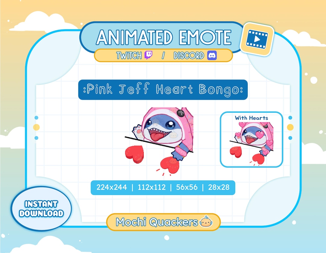 ANIMATED Emote | Pink Jeff Emote Heart Button Bongo | Twitch & Discord ...