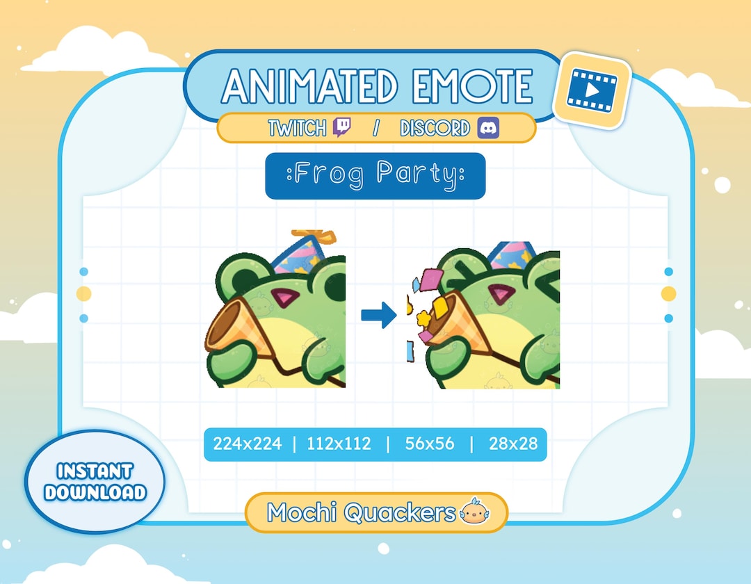 ANIMATED Emote - Frog Party Emote | Tada Emoji Twitch & Discord | New ...