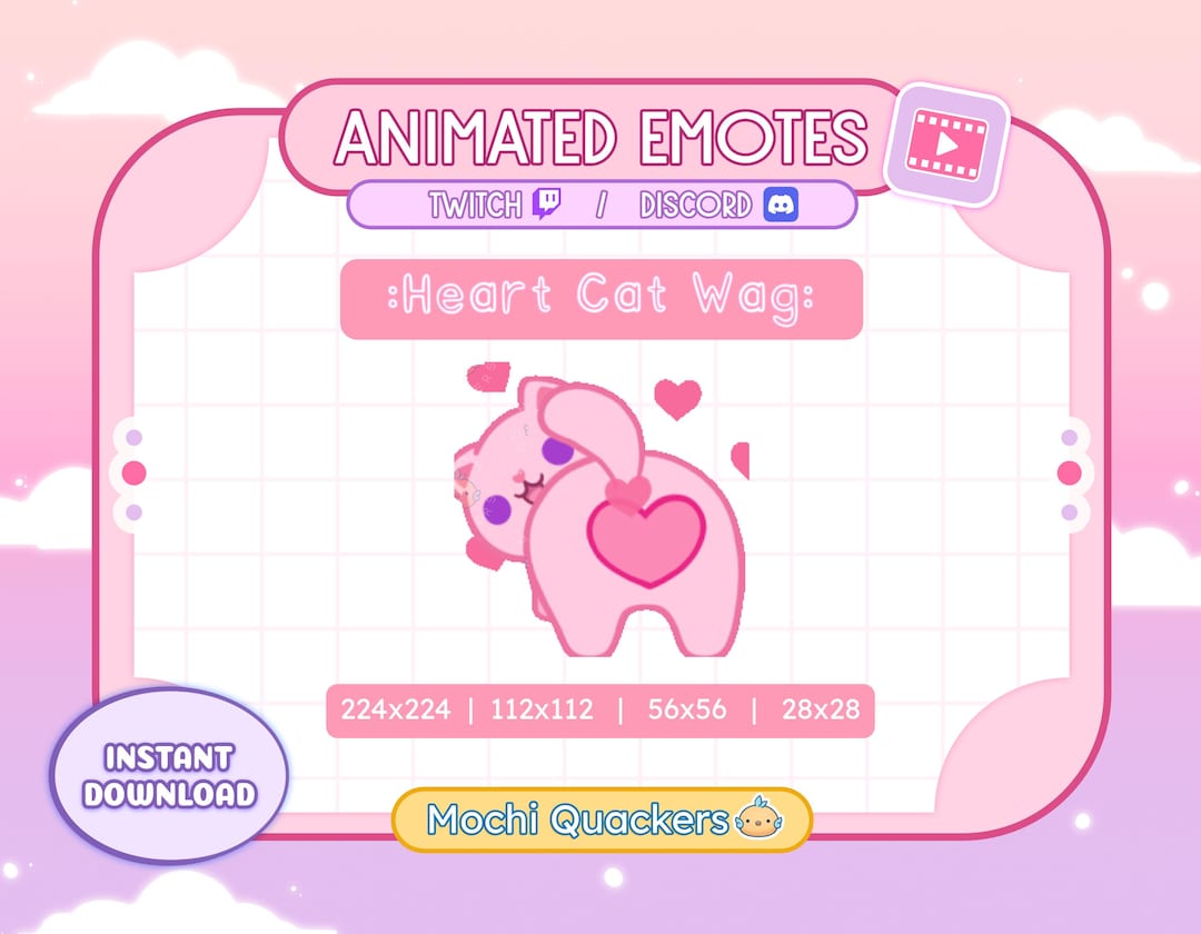 ANIMATED EMOTE | Pink Cat Wag Emote for Twitch & Discord, Includes 4 ...
