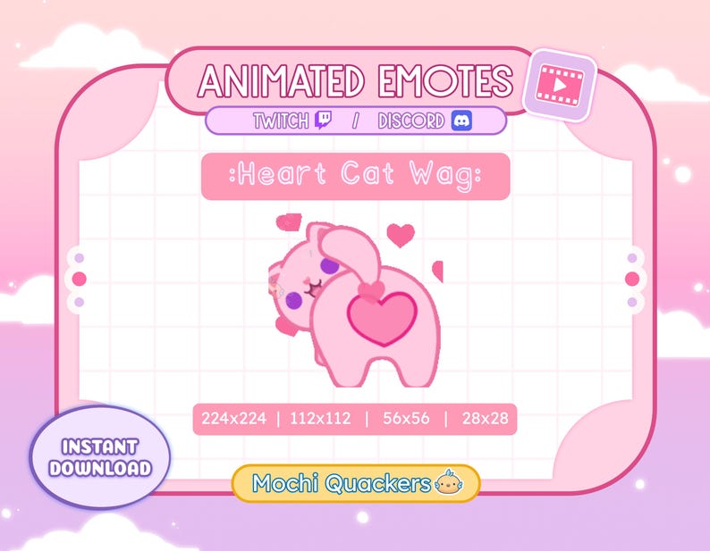 Animated Emote - Pink Cat Tail Wag | Hearts Butt Wiggle Shake ...