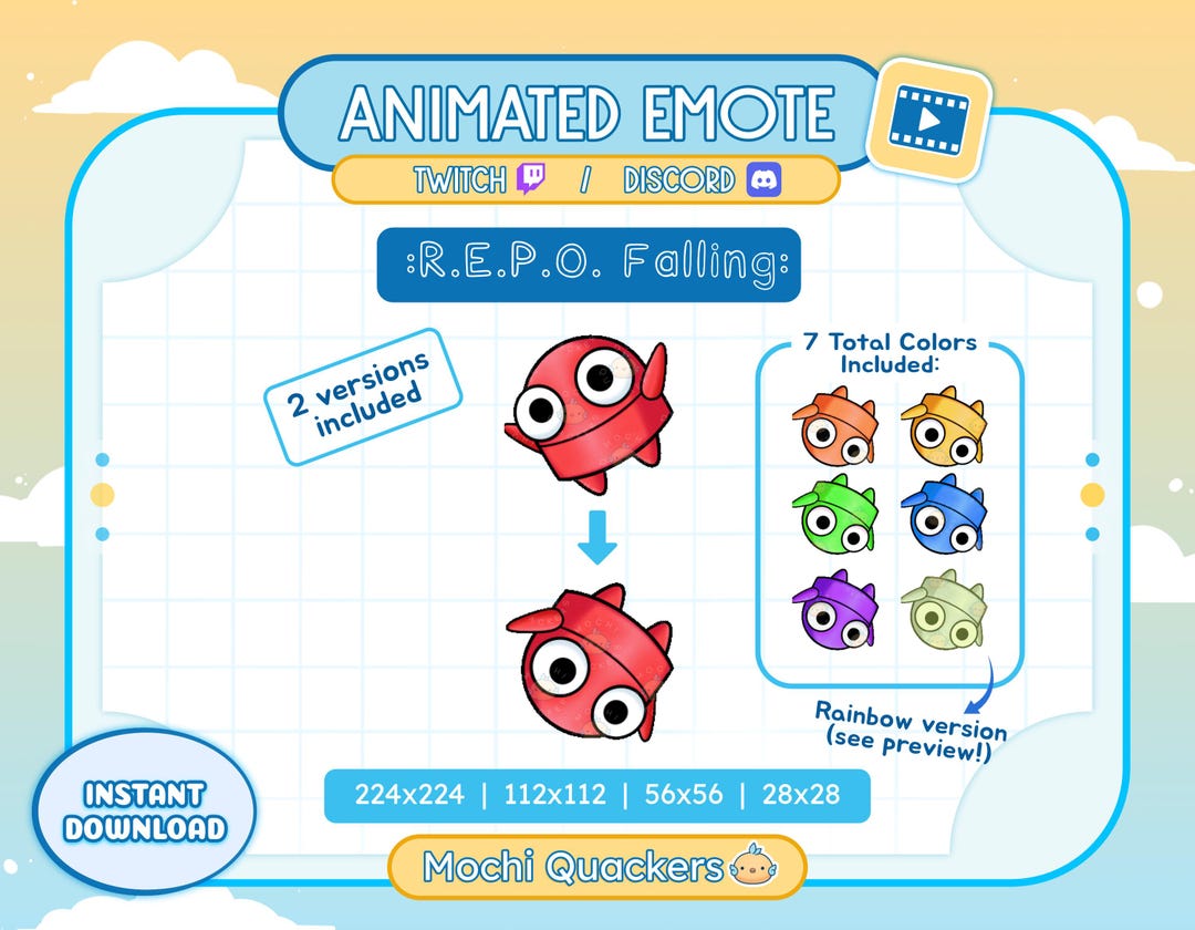 ANIMATED Emote | REPO Fall Emote for Twitch Stream & Discord Chat, 4 ...