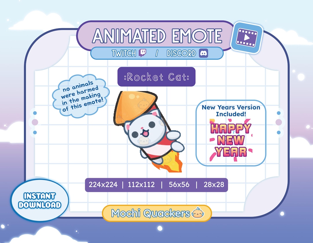 ANIMATED EMOTE | Rocket Cat - Happy New Years Fireworks | Fireworks ...