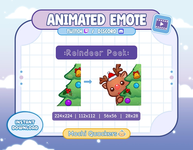 Animated Emote | Christmas Santa Reindeer Emote - Tree Peek | Chibi ...