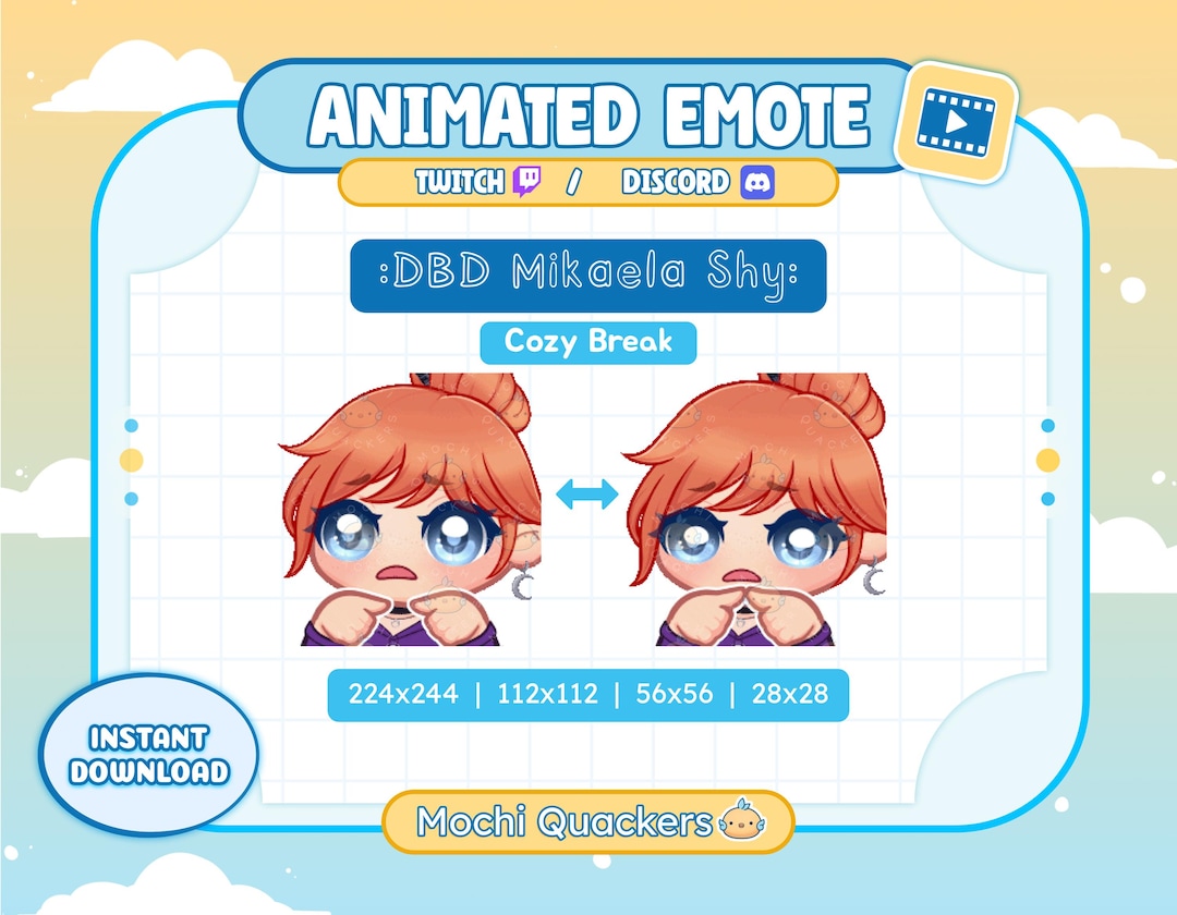 ANIMATED DBD Emote | Cozy Break Mikaela Shy | Twitch, Discord, Nervous ...