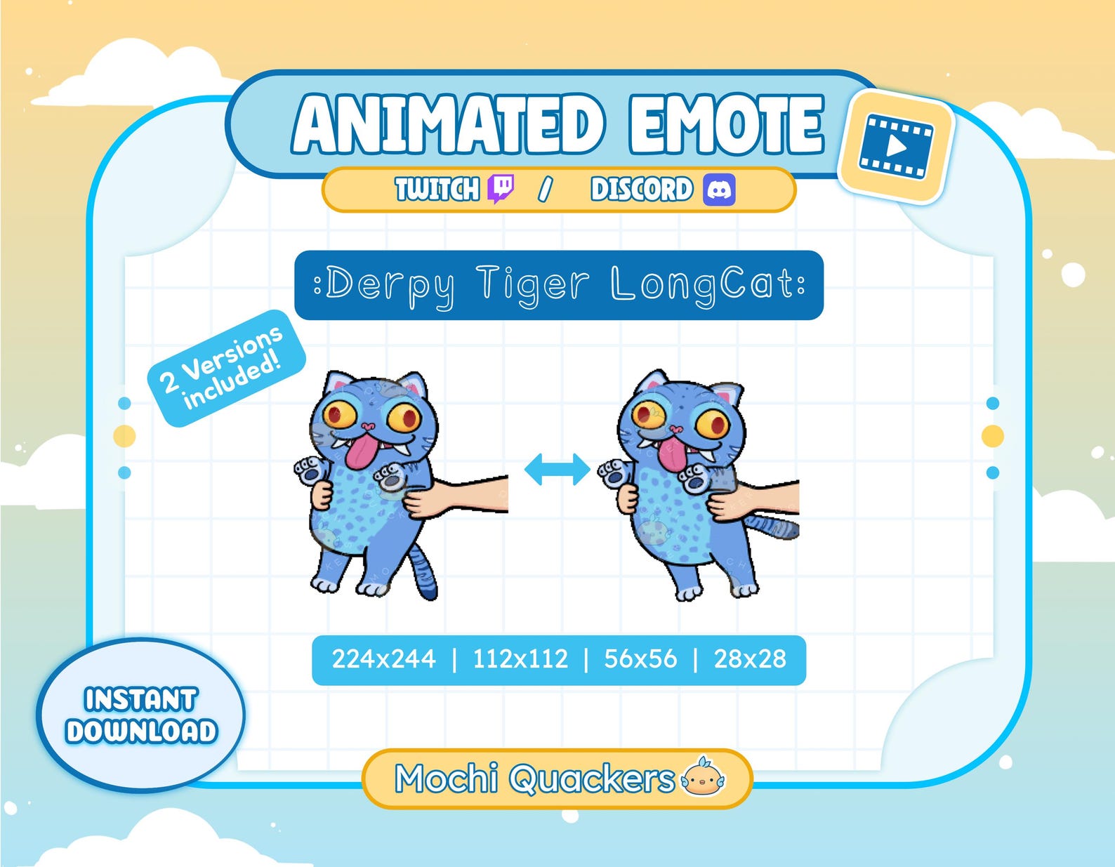 ANIMATED Emote | KPDH Derpy Tiger Long Cat Emote Twitch & Discord Chat ...