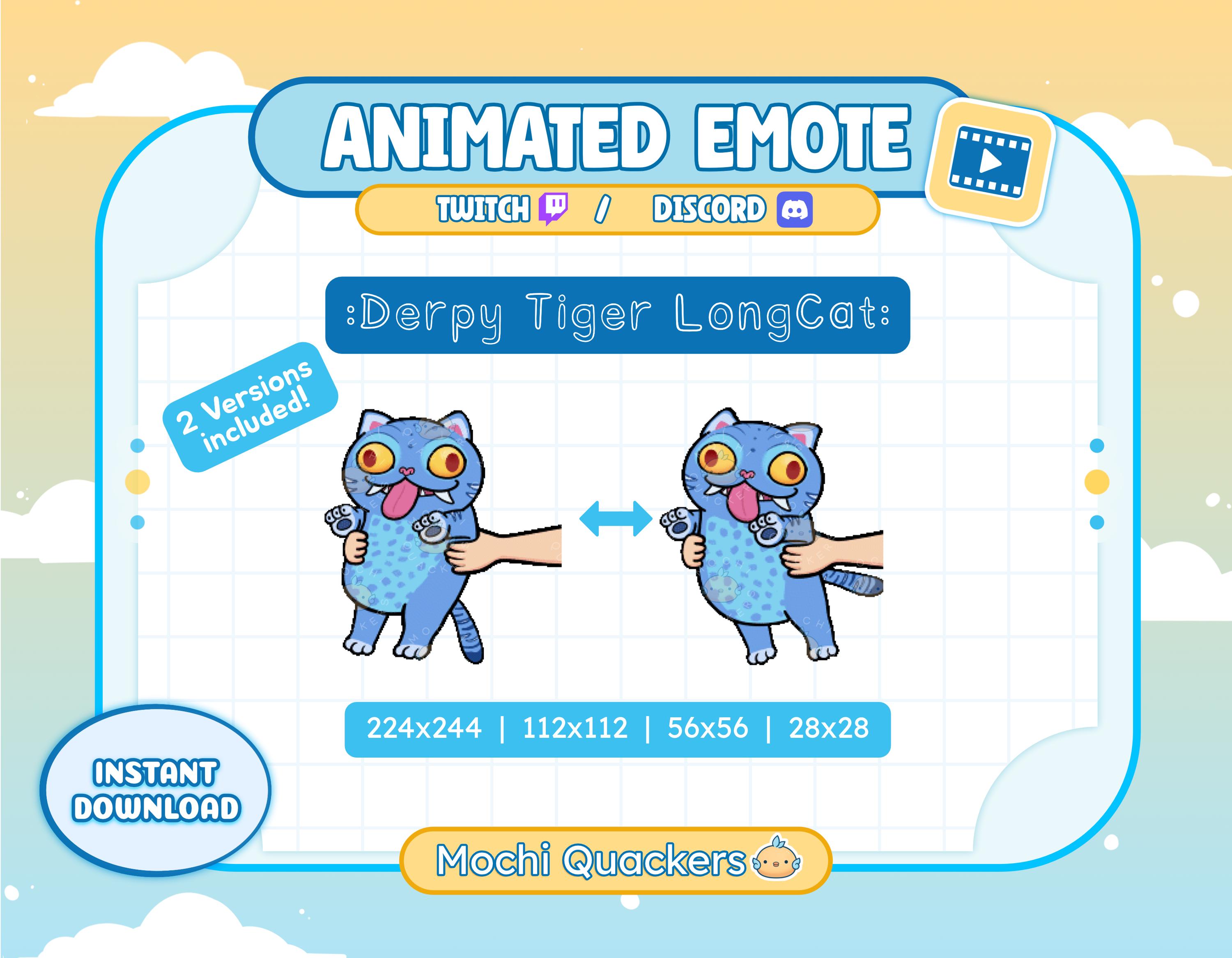 ANIMATED Emote | KPDH Derpy Tiger Long Cat Emote Twitch & Discord Chat Emoji, 4 Gif Sizes | Kpop ...