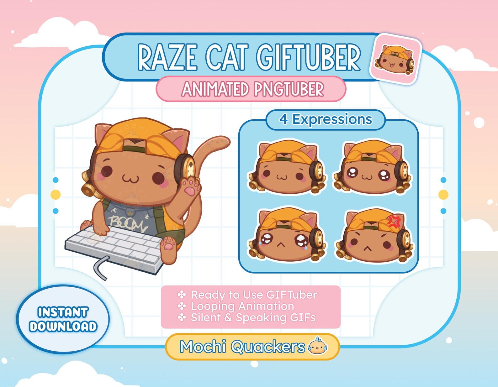 Valorant Cat Pngtuber | Animated Raze Giftuber, 4 Expressions ...