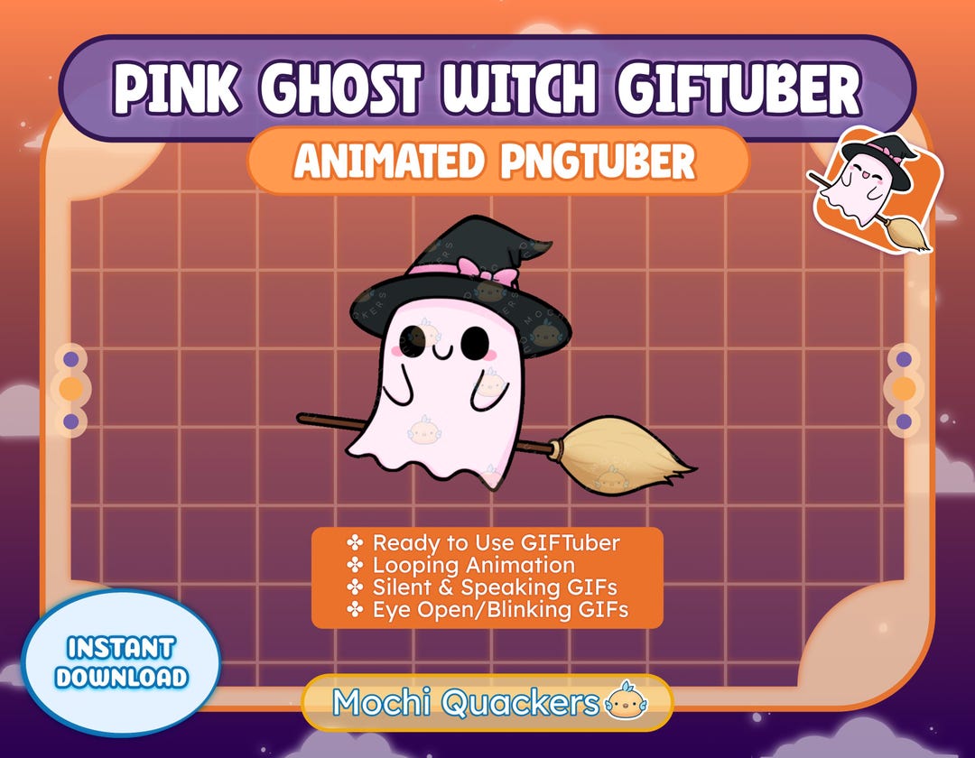 Animated PNG Tuber | Pink Ghost Pngtuber | Halloween Witch Model ...