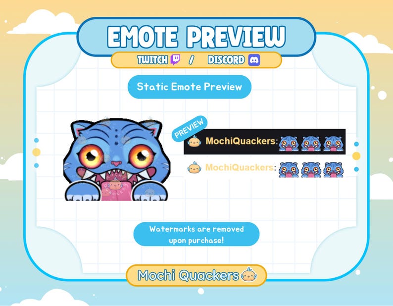 Static + ANIMATED Emote | KPDH Derpy Peek Emote | Chibi Kpop Blue Tiger ...