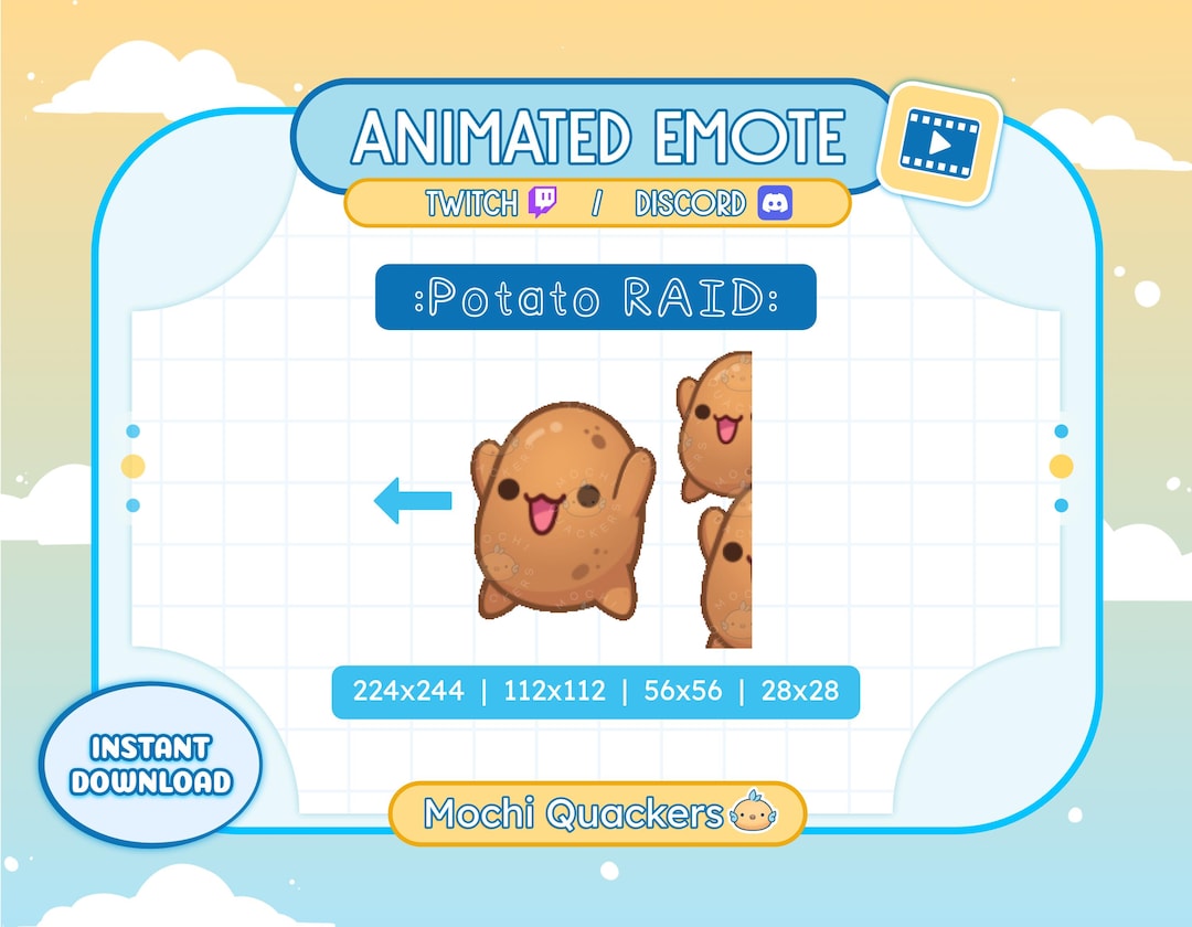 Animated Emote | Potato RAID Emote | Funny Emoji Alert, Twitch Stream ...