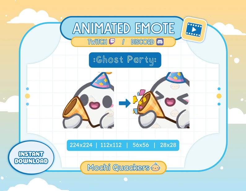 Animated Ghost Emote | Ghostie Tada Confetti Emoji for Twitch Stream ...
