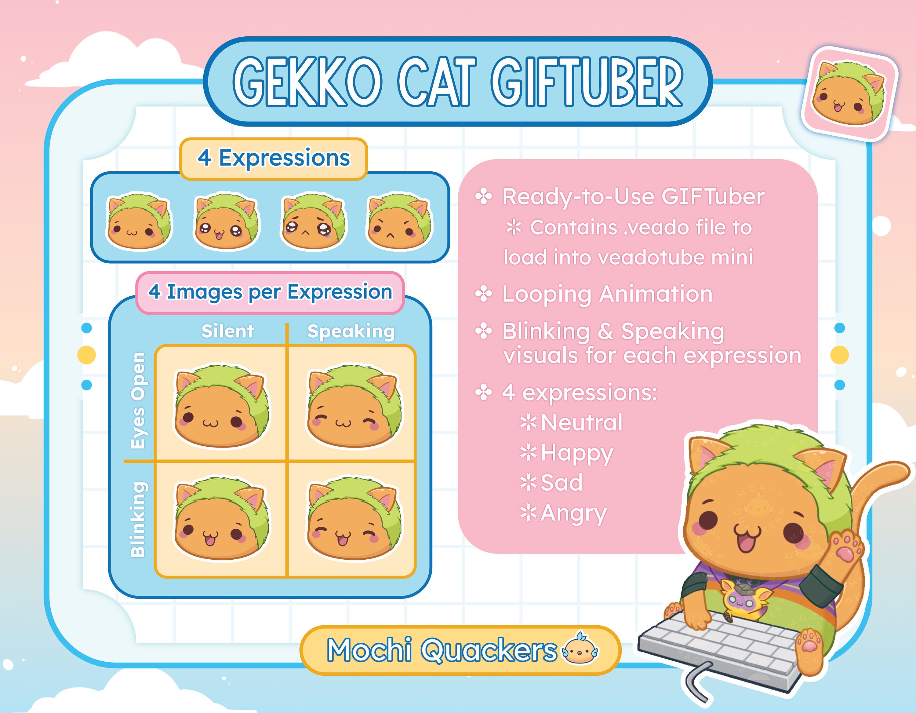 Valorant Gekko Animated Pngtuber for Streaming, 4 Expressions! | Ready ...