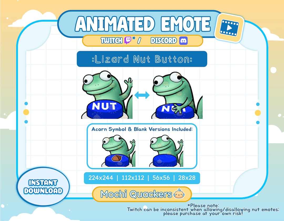 Animated Lizard Nut Button Emote | Twitch & Discord Meme Emoji (3 ...