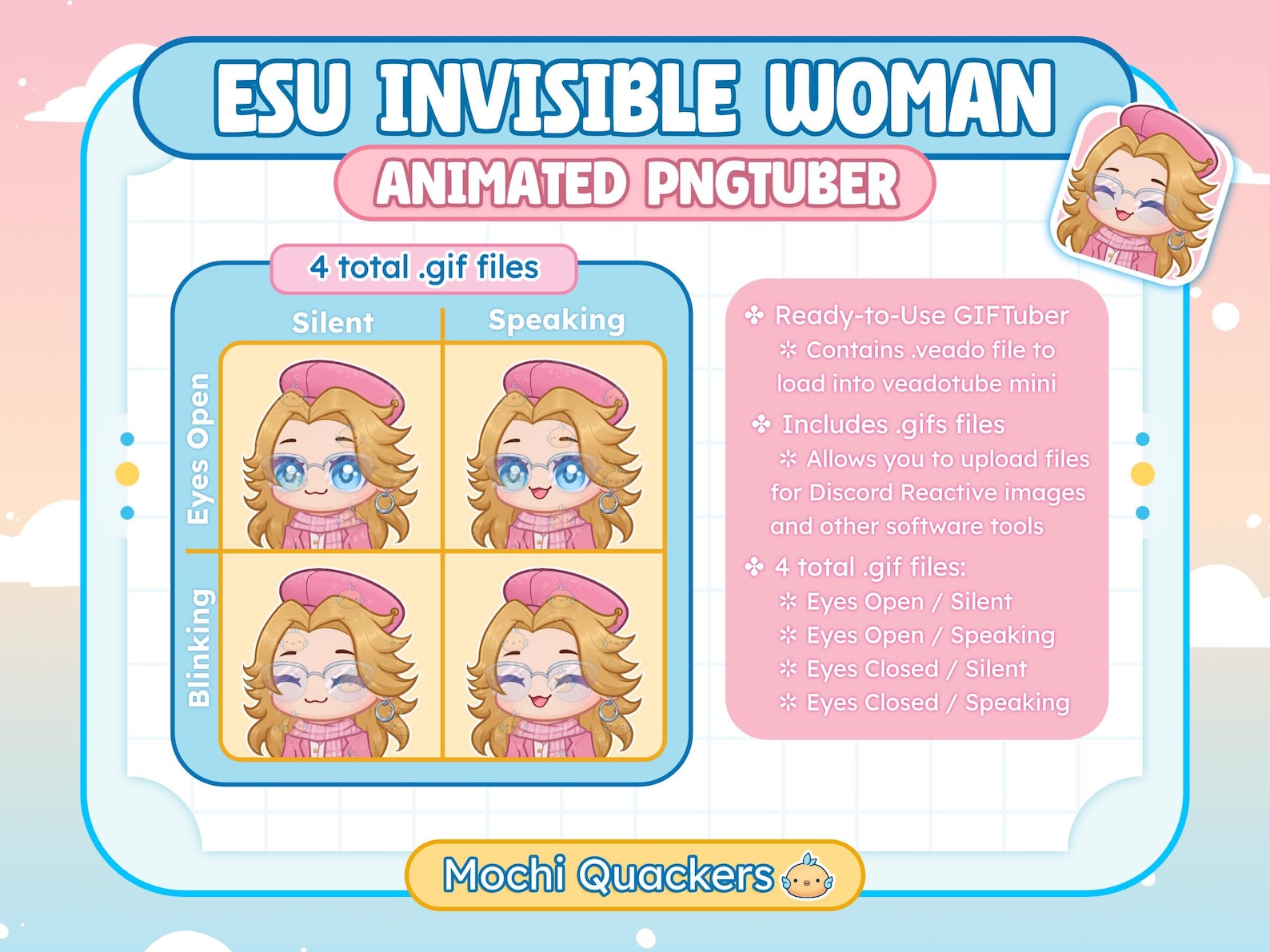 Animated Pngtuber - ESU Invisible Woman | Ready-to-use Veadotube ...