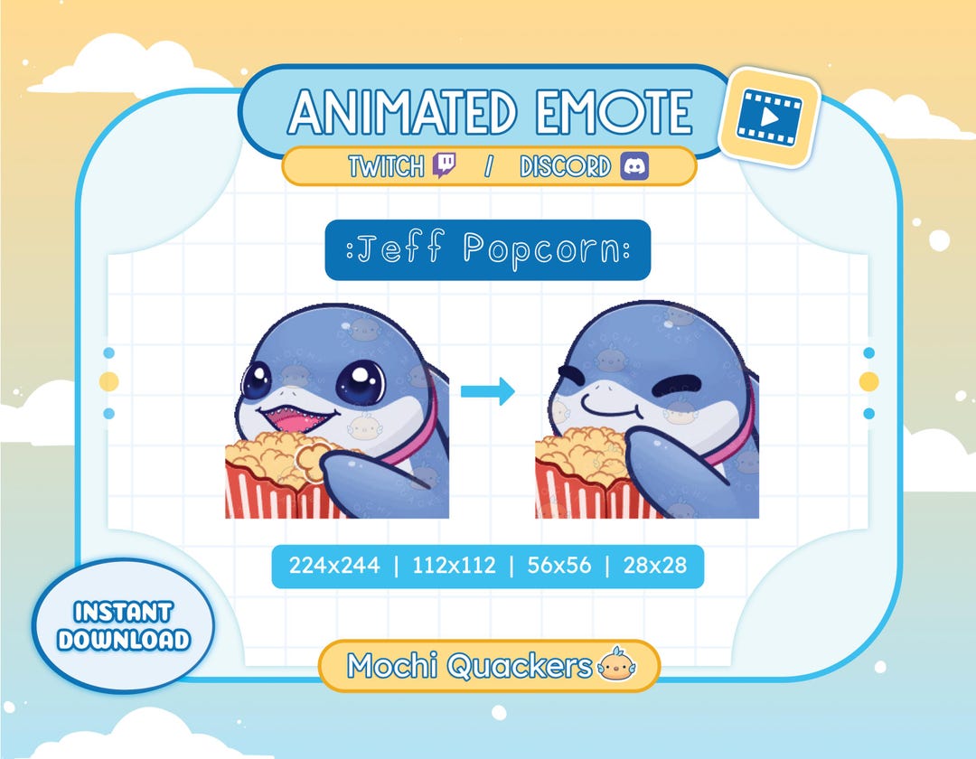ANIMATED Emote | Jeff Eating Popcorn Emote for Twitch Streams & Discord ...