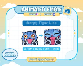 Static + ANIMATED Emote | KPDH Derpy Peek Emote | Chibi Kpop Blue Tiger ...