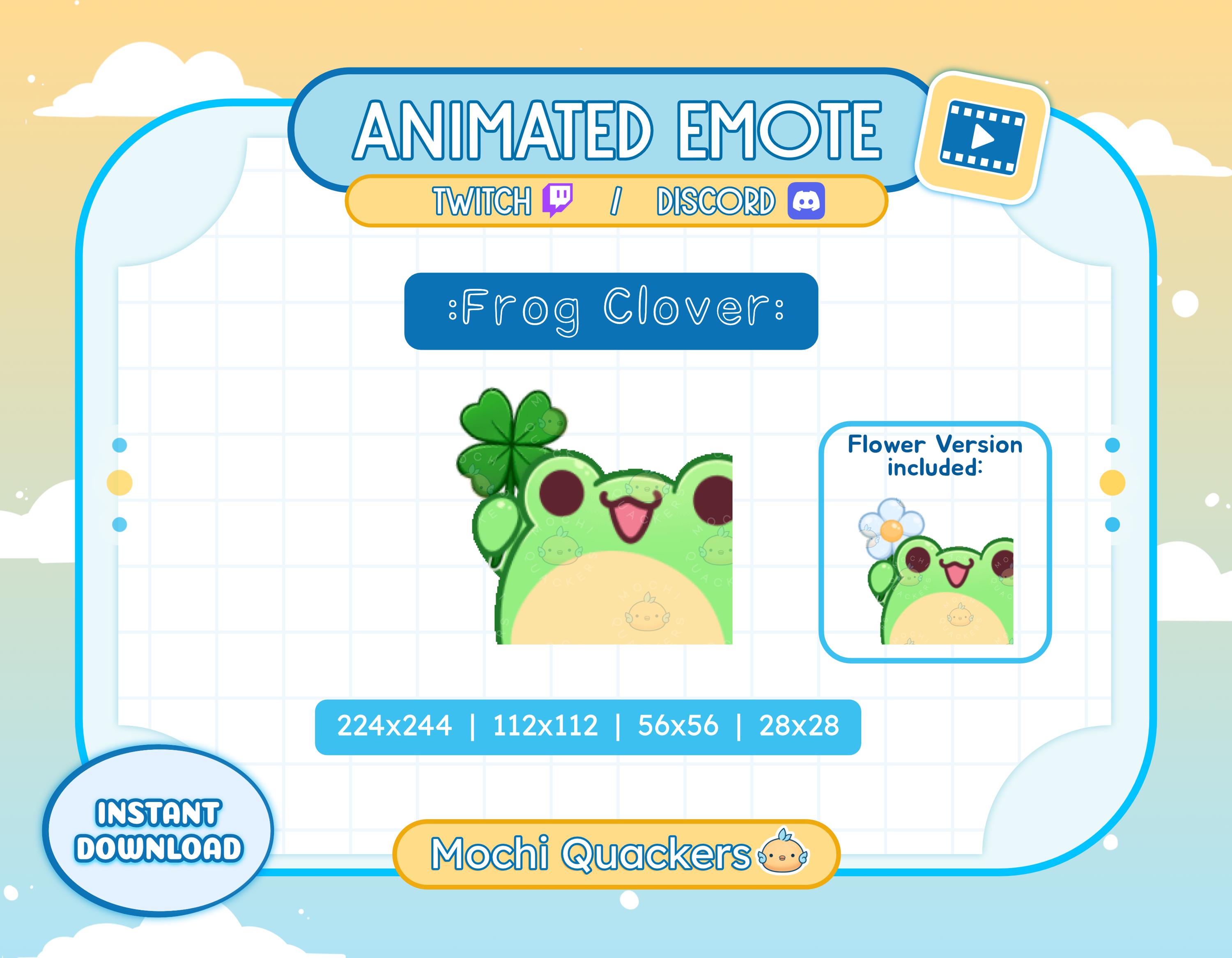 ANIMATED Emote | Frog Clover Emote for Twitch Stream & Discord, 4 Gif ...