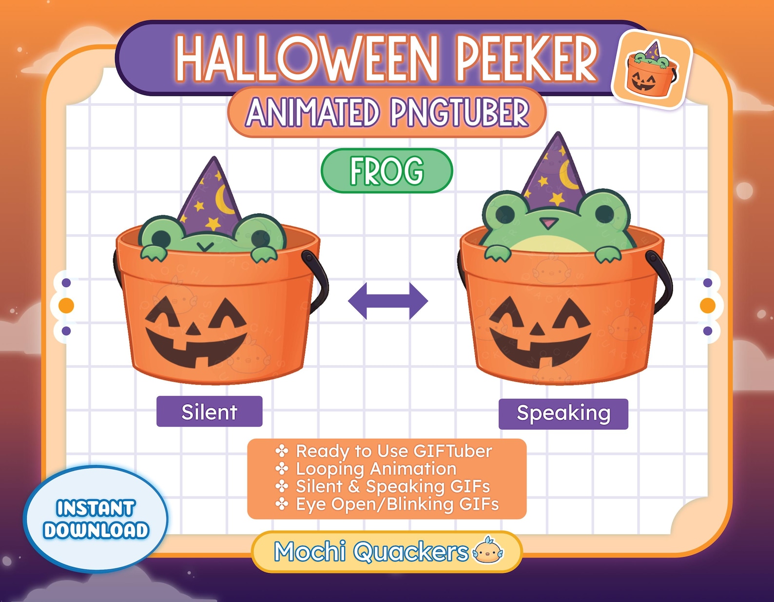 ANIMATED Pngtuber | Halloween Wizard Frog Pngtuber Peeker | Green ...