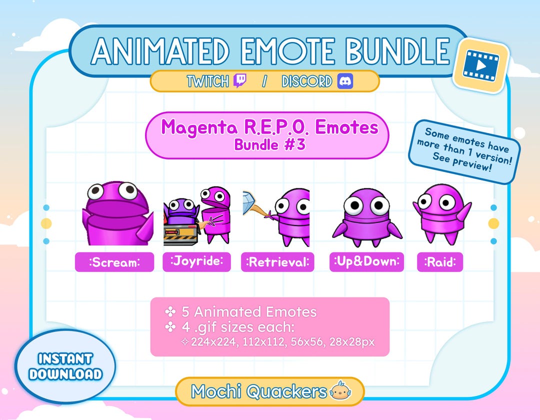 ANIMATED Emotes Bundle | R.E.P.O. Magenta Pink REPO Scream, Cart Ride ...