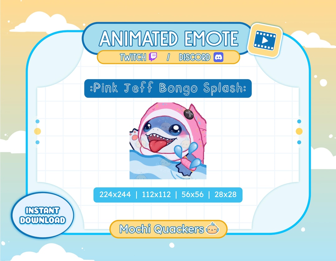 Animated Emote | Pink Jeff Splash Emote | Bongo Cat Land Shark Emoji ...