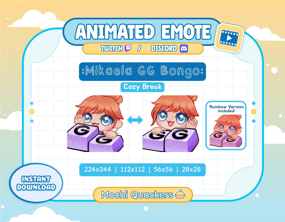 Animated Emote | Cozy Break Mikaela Reid Good Game Emote - GG Bongo ...