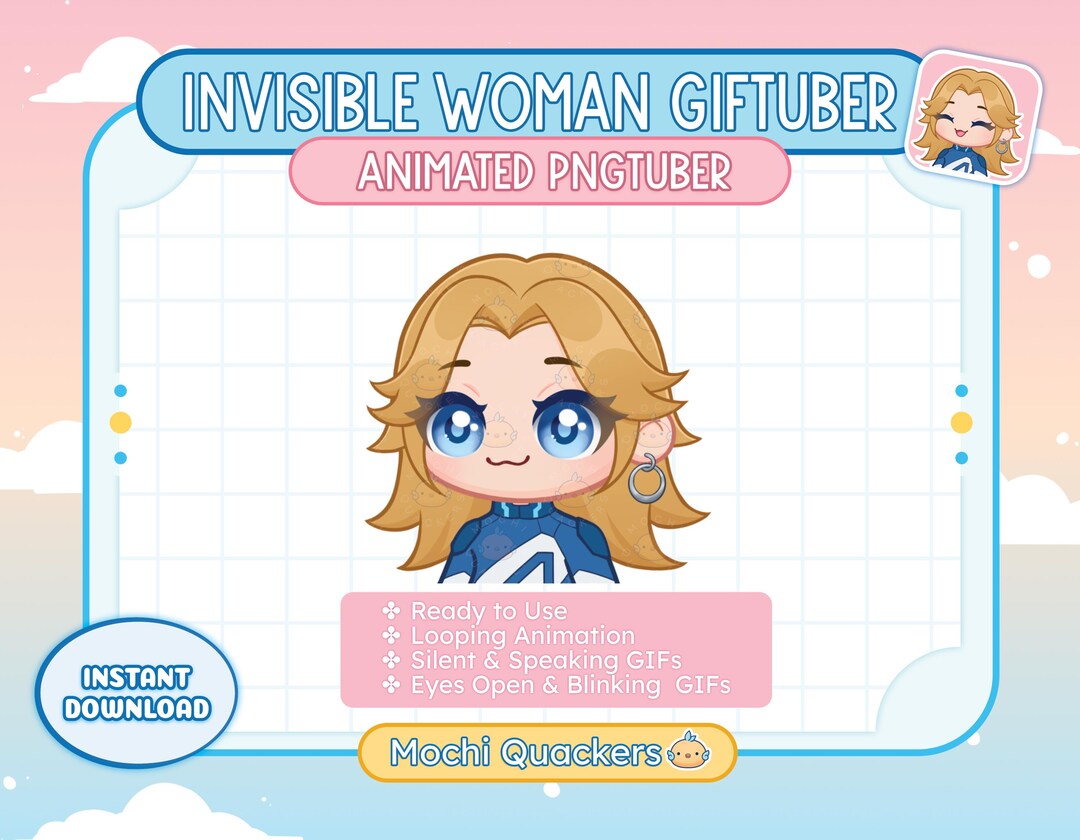 Animated Invisible Woman Pngtuber | Chibi Twitch Avatar, Veadotube ...