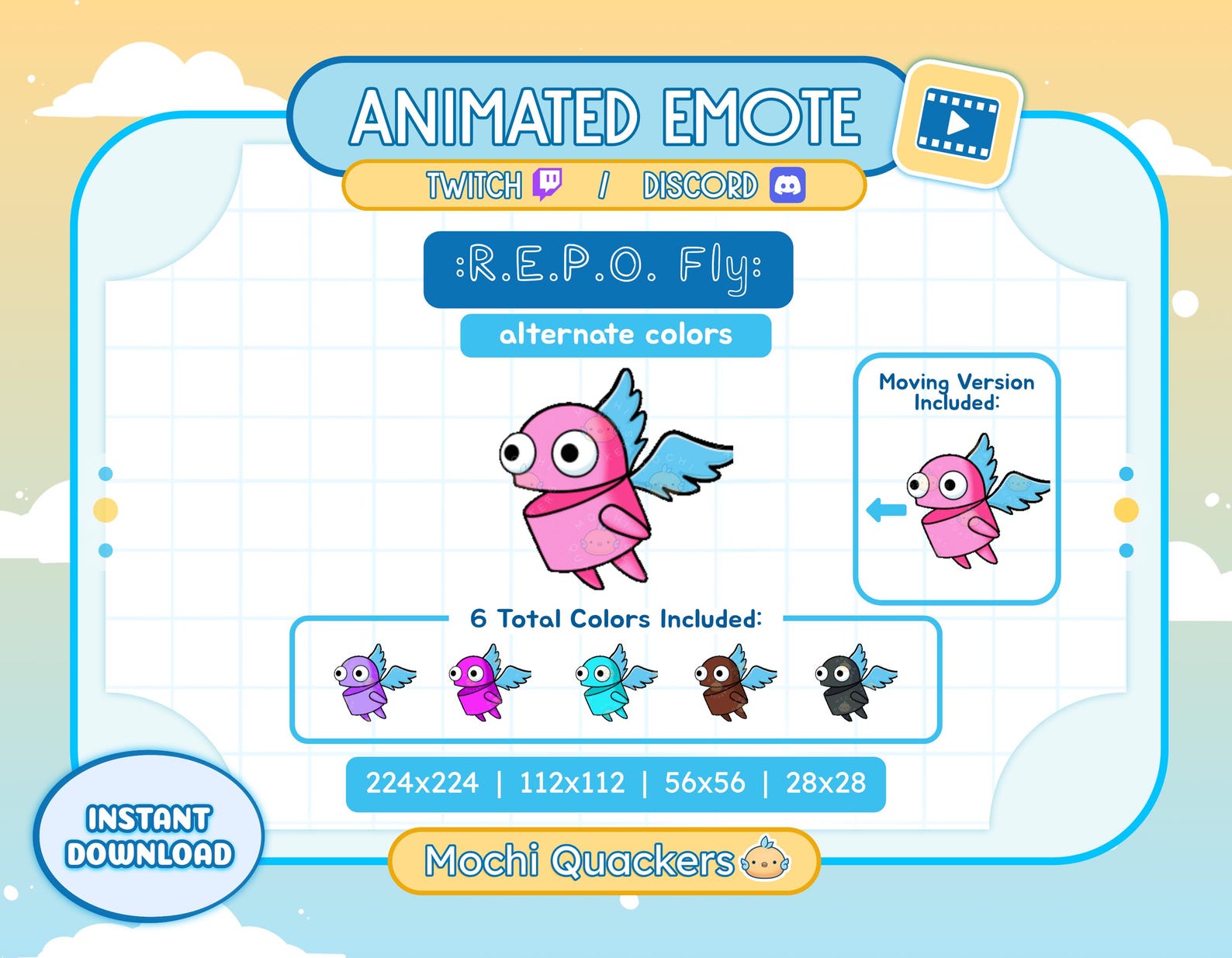 Animated REPO Flying Emote | R.E.P.O. Power up Emoji 6 Colors | Twitch ...