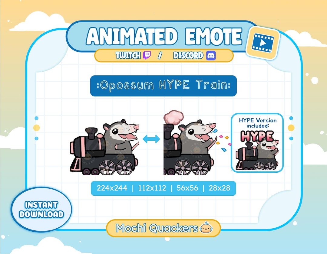 Animated Emote - Opossum Hype Train | Chibi Possum Twitch Stream Alert ...