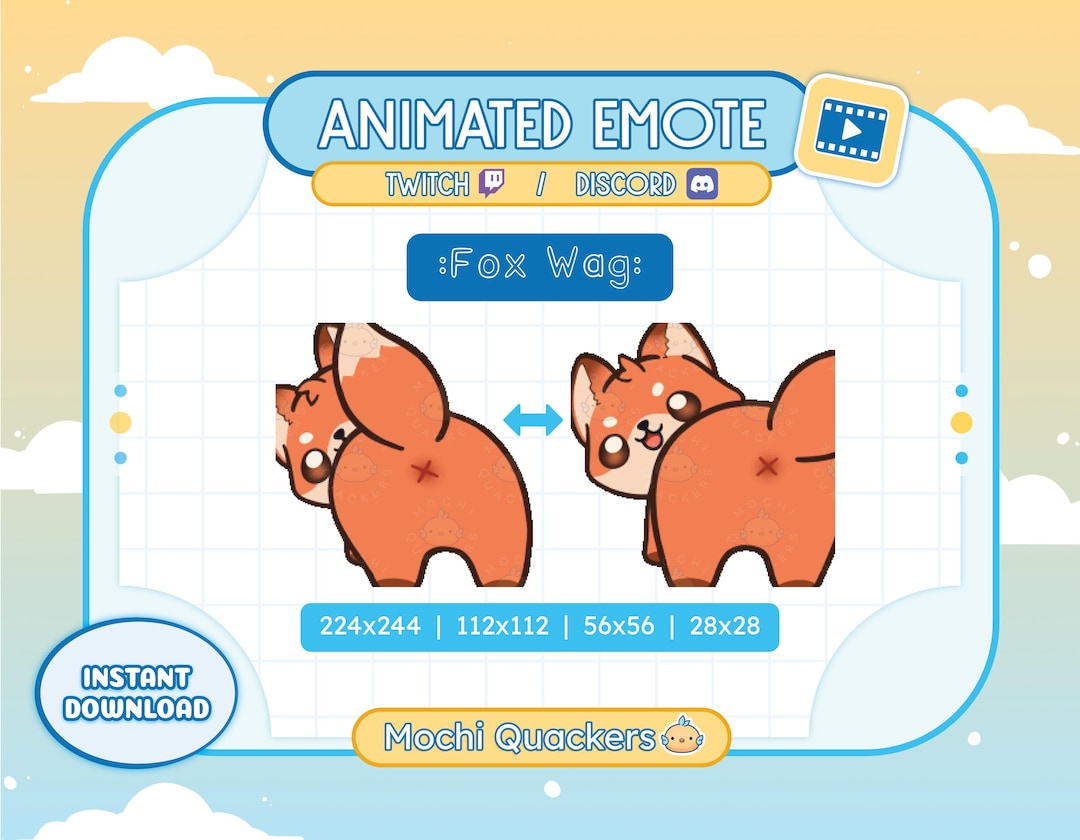 Animated Emote - Red Fox Tail Wag | Kawaii Orange Fox Butt Wiggle Emoji ...