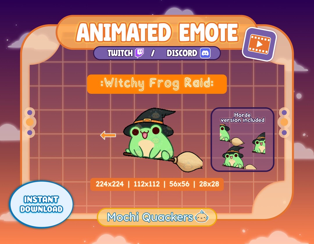 Animated Emote | Halloween Witch Frog Broom Ride | Twitch Raid Emote ...