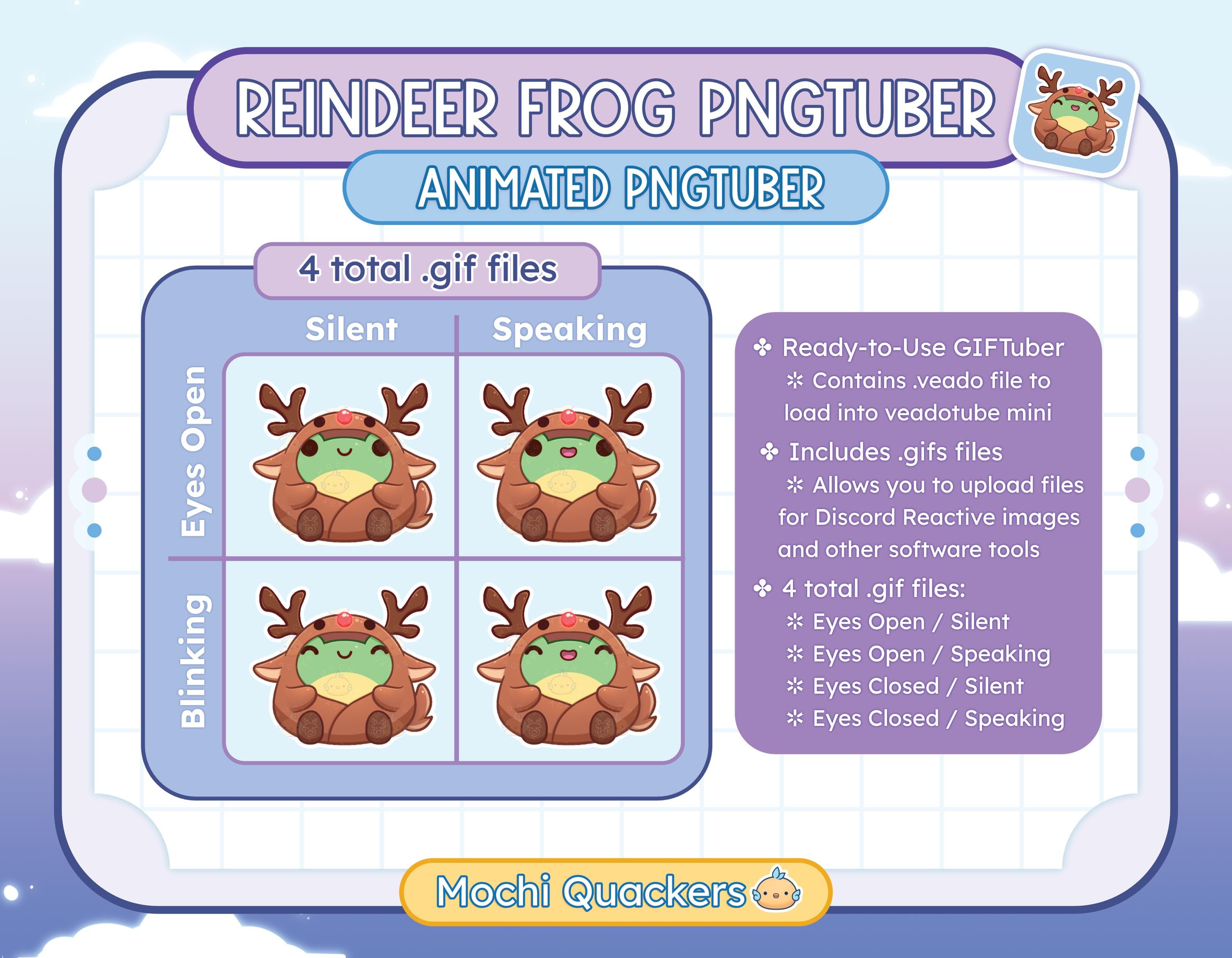 ANIMATED Pngtuber | Christmas Frog Reindeer PNG Tuber | Ready-to-use ...