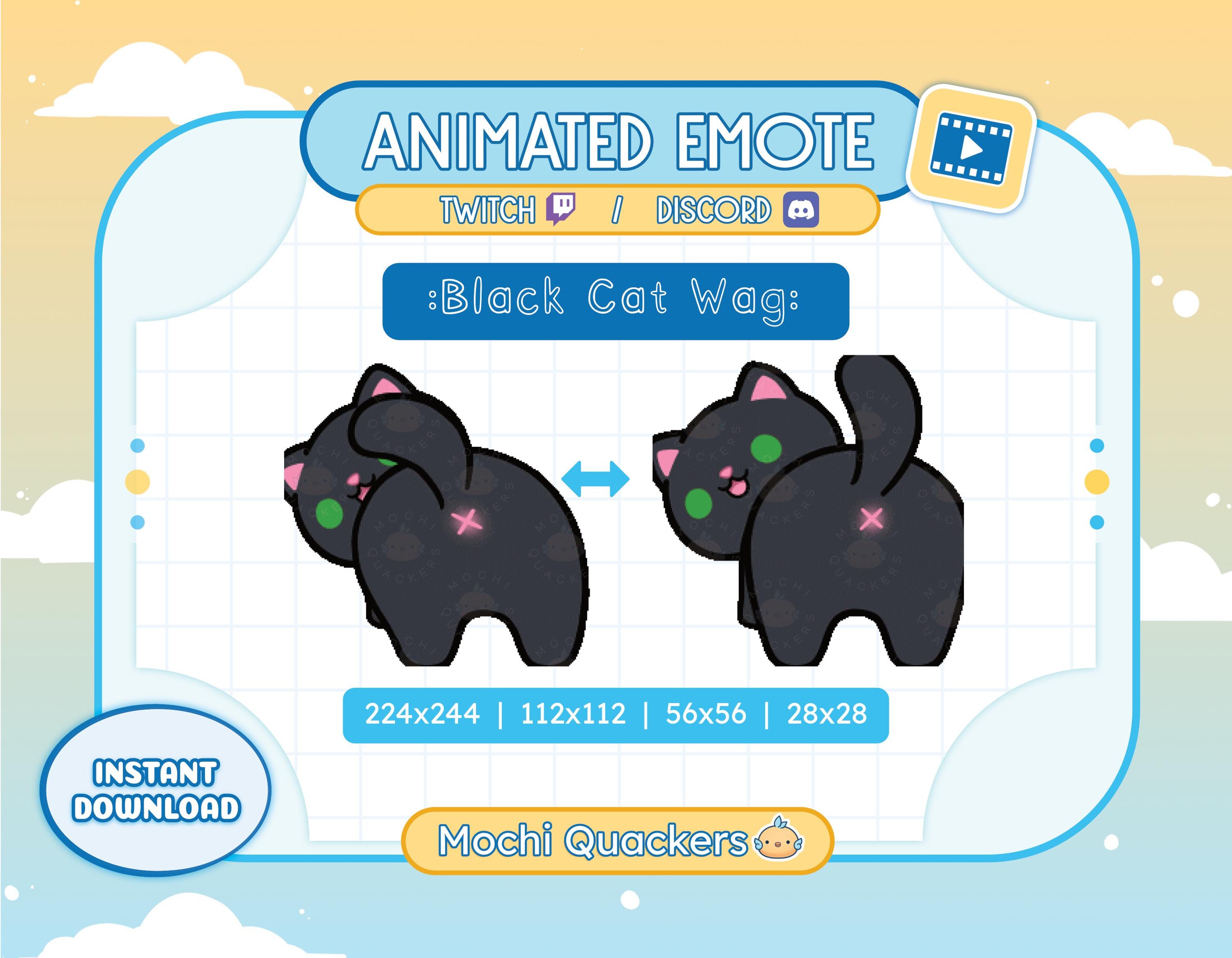 ANIMATED Cat Emote | Black Kitty Wag Emote for Twitch & Discord, 4 .gif ...