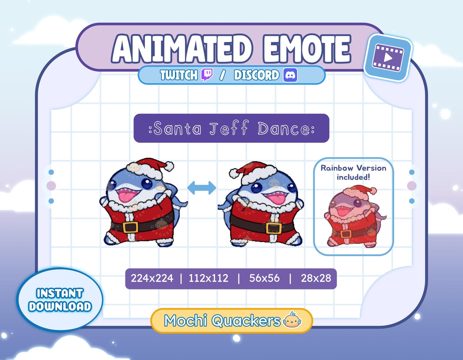 ANIMATED Emote - Santa Shark Dance | Jeff Land Shark Christmas Emoji ...
