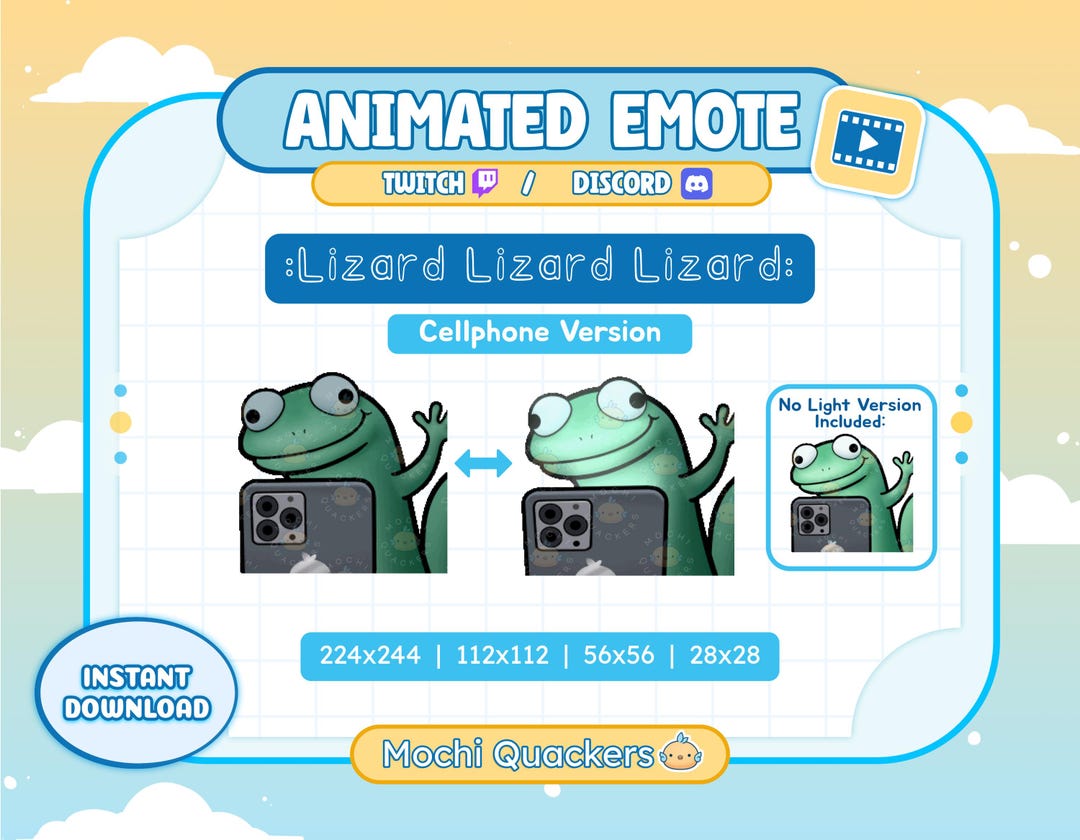 ANIMATED Emote | Lizard Pushing Button Emote - Phone Version | Twitch ...