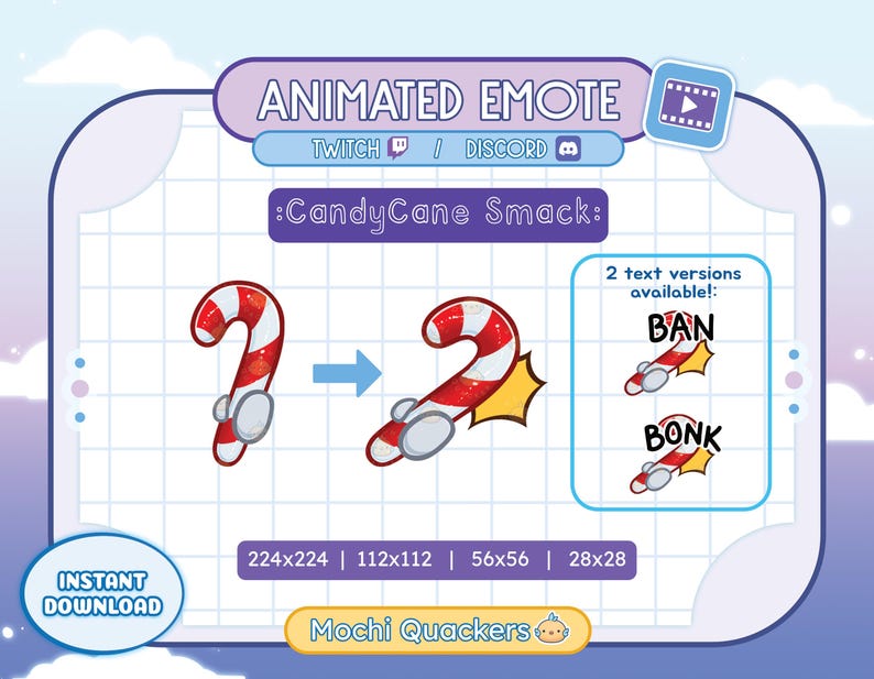 Christmas ANIMATED Emote Candy Cane Emote for Twitch & Discord, 4 Sizes ...