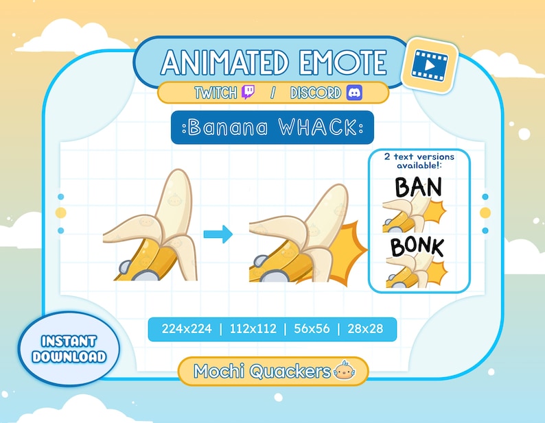 ANIMATED Emote | Banana Emote for Twitch & Discord Stickers, 4 Gif ...