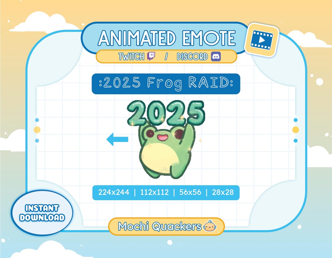 ANIMATED Emote | 2025 New Year Frog RAID Emote for Twitch & Discord, 4 ...