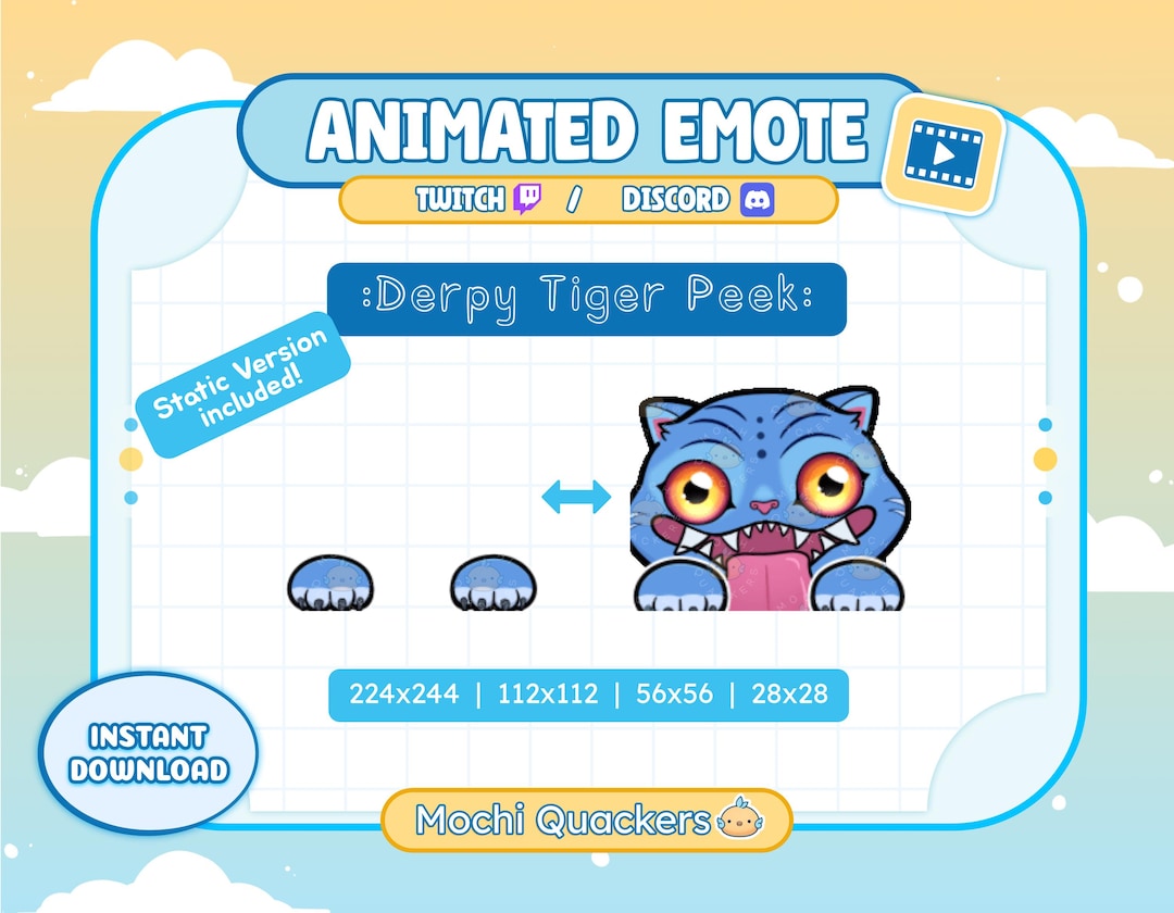 Static + ANIMATED Emote | Derpy Tiger Peek Emote | Twitch Stream ...