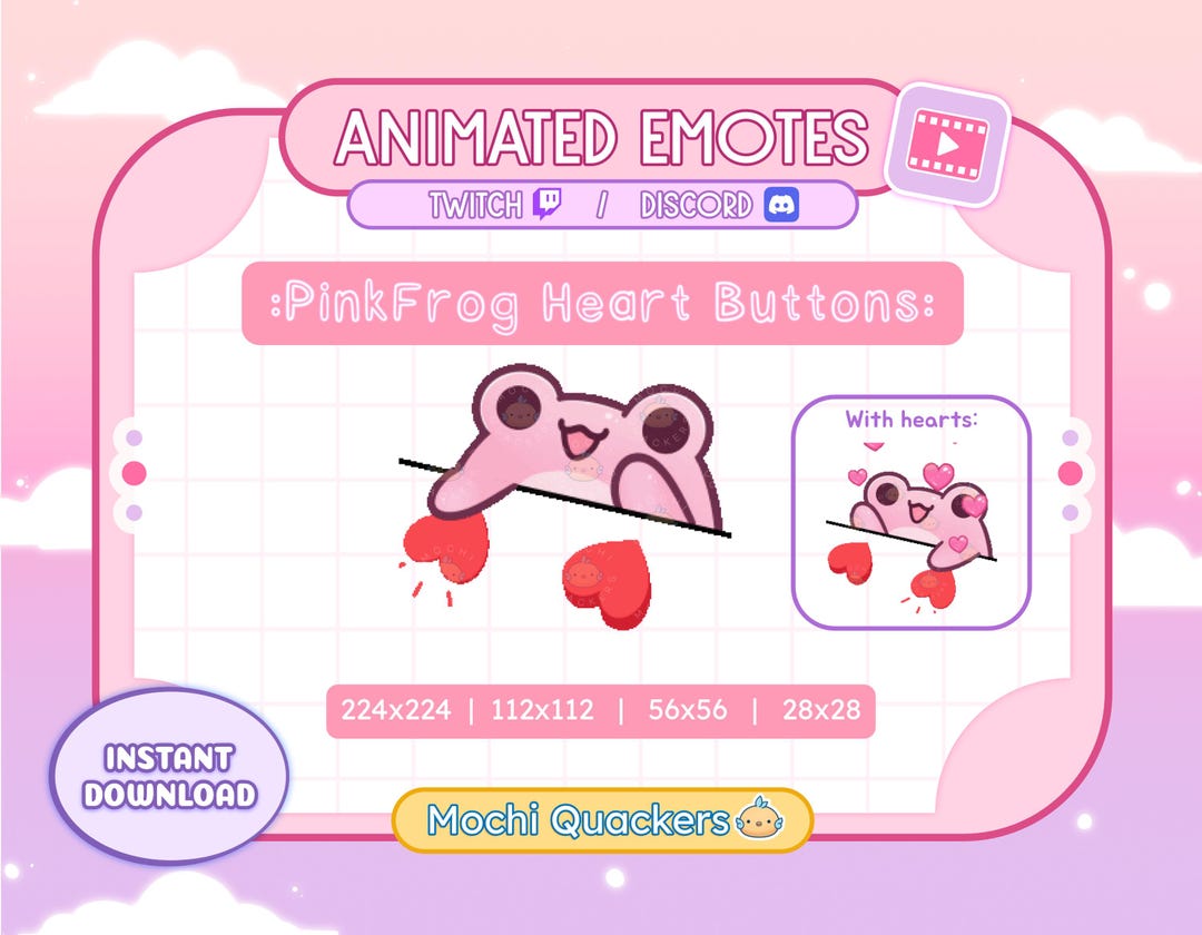 Animated Pink Frog Emote - Heart Button Bongo | Valentine's Day Love ...
