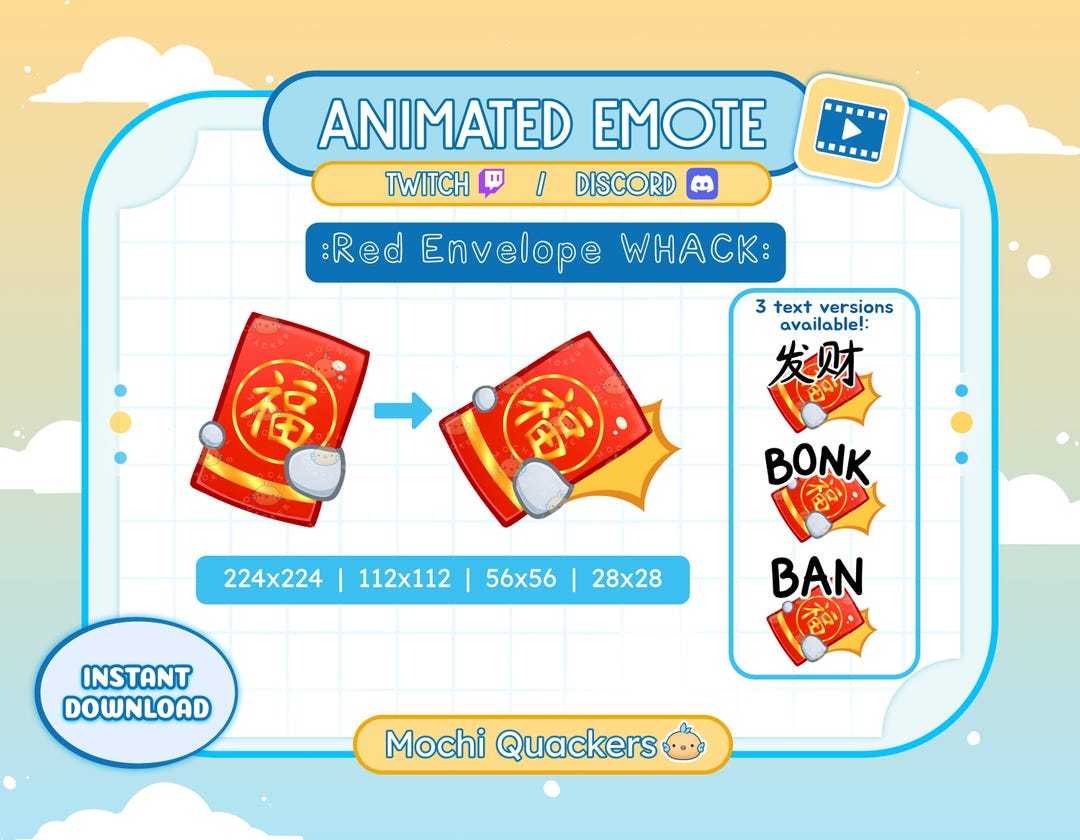 ANIMATED Emote | Chinese New Years Red Envelope BONK | Lunar Hong Bao ...