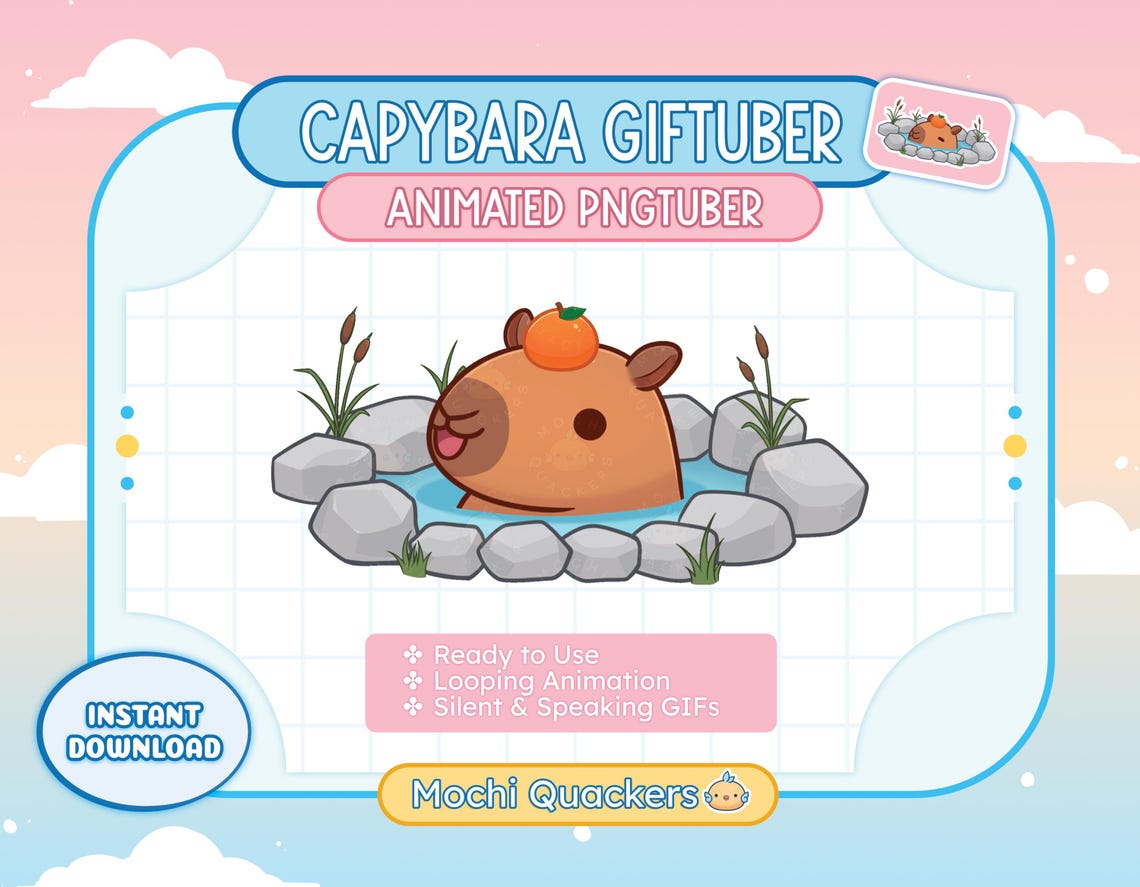 Animated Pngtuber | Ready to Use Capybara Pngtuber for Streaming ...