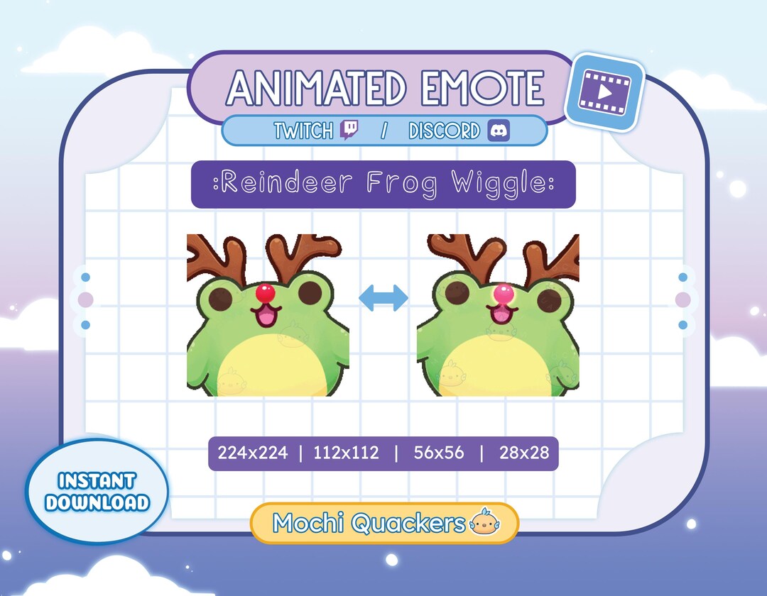 ANIMATED Christmas Emote | Reindeer Frog Wiggle for Twitch & Discord ...