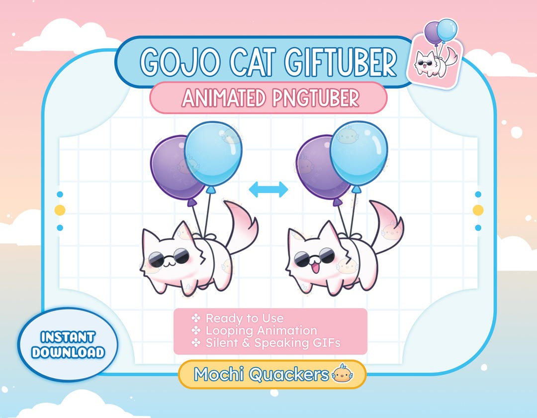 ANIMATED Pngtuber | JJK Anime Gojo Cat Avatar | Veadotube Mini, Discord ...