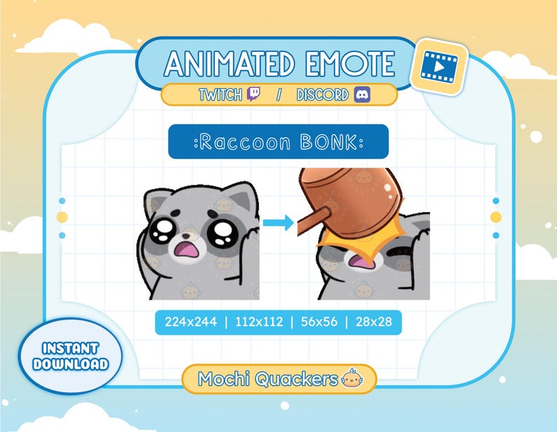 Animated Emote | Raccoon BONK Emote for Twitch Stream & Discord Emoji ...